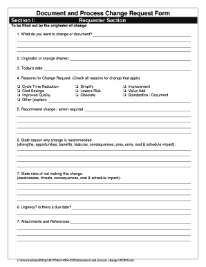 Fillable Online Document and Process Change Request Form Fax Email ...