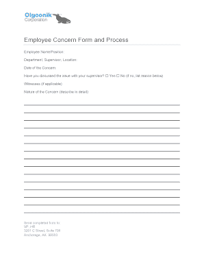 Fillable Online Employee Concern bFormb and bProcessb - Olgoonik Fax ...