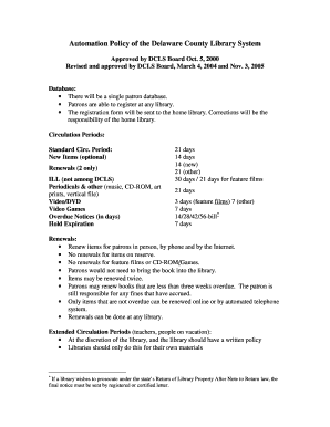 Fillable Online Automation Policy of the Delaware County Library System ...