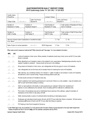 Fillable Online srhd GASTROENTERITIS DAILY REPORT FORM SRHD ...
