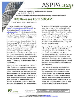 Fillable Online asppa IRS Releases Form 5500-EZ - asppaorg Fax Email ...