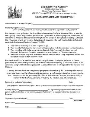Fillable Online nativitymenlo Godparent Affidavit Form - The Church of ...