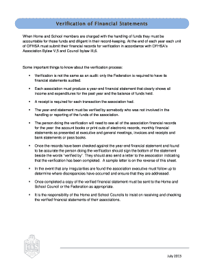 Fillable Online Verification of Financial Statements Fax Email Print ...