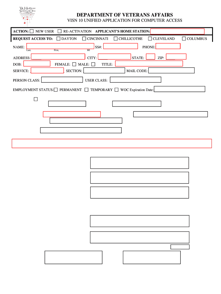 Fillable Online clevelandvaresearch V10 Unified Computer Access Request ...