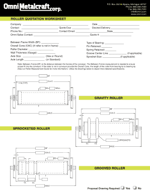 Fillable Online ROLLER QUOTATION WORKSHEET - Pooley Inc Fax Email Print ...