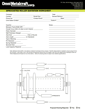 Fillable Online SPROCKETED ROLLER QUOTATION WORKSHEET Fax Email Print ...