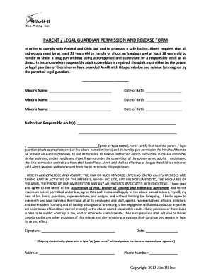 Fillable Online PARENT LEGAL GUARDIAN PERMISSION AND RELEASE FORM Fax ...