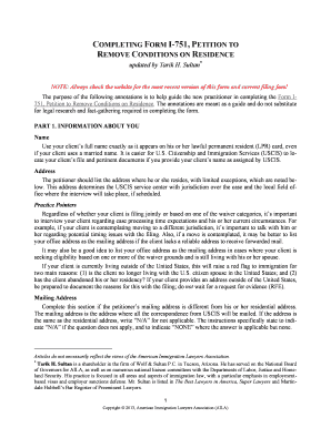 Fillable Online COMPLETING FORM I-751 PETITION TO REMOVE CONDITIONS ON ...
