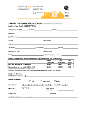 Fillable Online Delegate registration form - BMJ Fax Email Print - pdfFiller