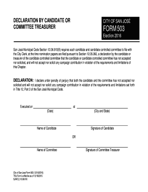 Fillable Online sanjoseca FORM 503 Declaration by Candidate or ...