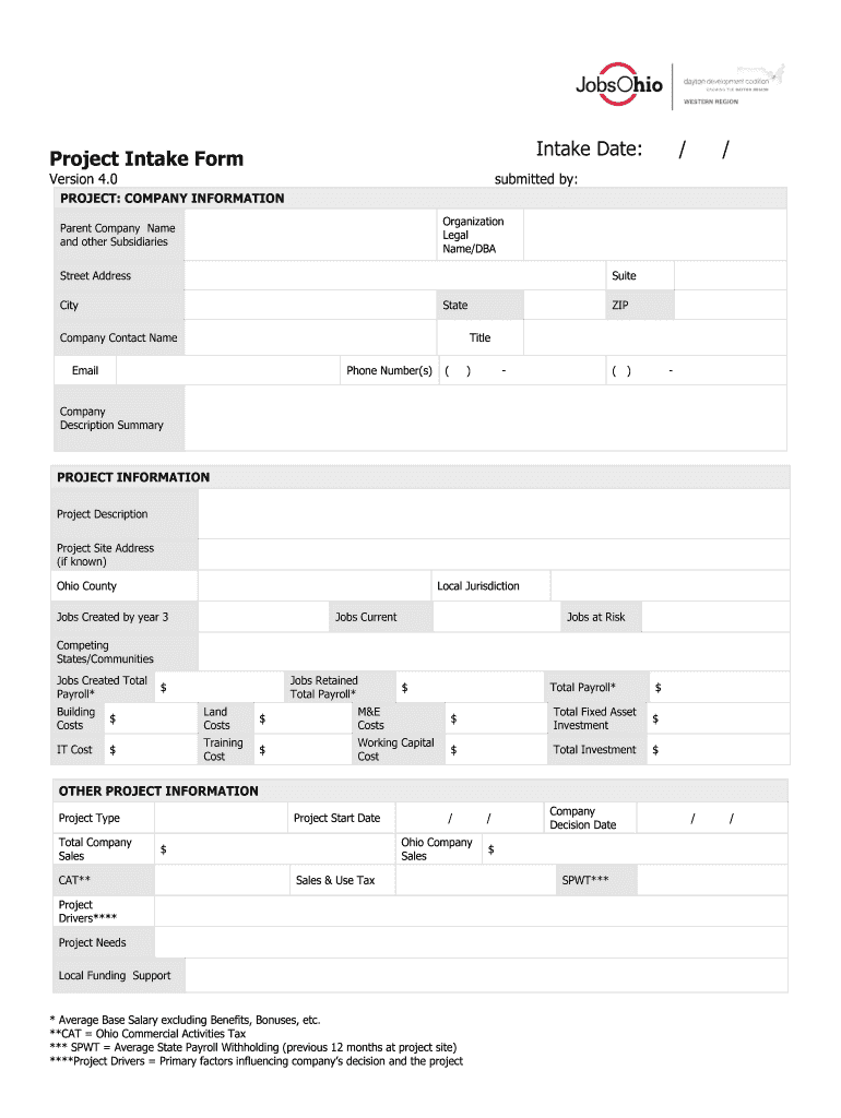 Fillable Online Project Intake Form Fax Email Print - pdfFiller
