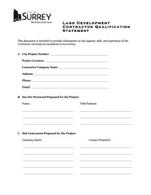 Fillable Online Land Development Contractor Qualification Statement Fax ...