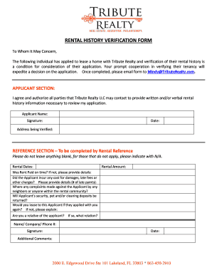 Fillable Online RENTAL HISTORY VERIFICATION FORM - Tribute Realty Fax ...