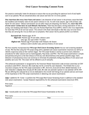 Fillable Online Oral Cancer Screening Consent bFormb Fax Email Print ...