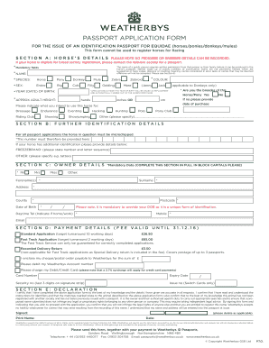 Fillable Online PASSPORT APPLICATION FORM - Weatherbys Fax Email Print ...