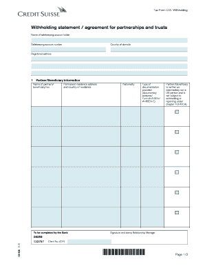 Fillable Online Withholding statement agreement for partnerships and ...
