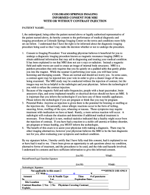 Fillable Online COLORADO SPRINGS IMAGING - Envision Radiology Fax Email ...
