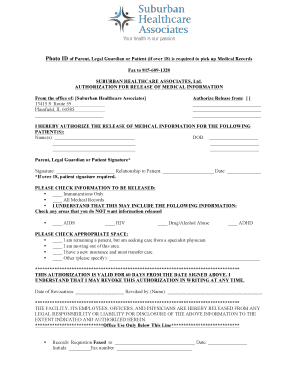 Fillable Online Medical Release Form to SHA - Suburban Healthcare ...