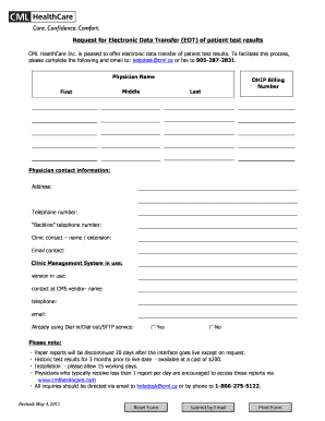 Fillable Online Request for Electronic Data Transfer EDT of patient ...
