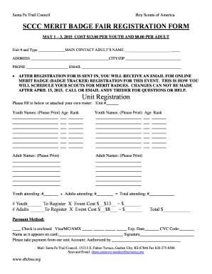 Fillable Online sftcbsa SCCC MERIT BADGE FAIR REGISTRATION FORM Fax ...