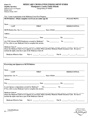 Fillable Online montgomeryschoolsmd Medicare Cross Over Enrollment Form ...
