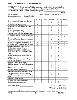 Fillable Online emdrhap IMPACT OF EVENTS SCALE-Revised IES-R ...