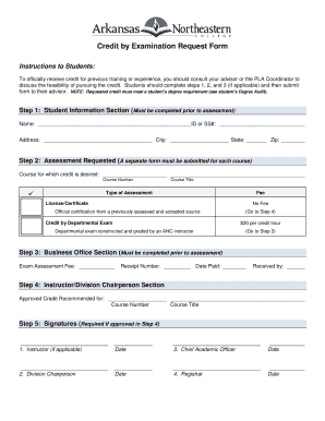 Fillable Online anc Credit by Examination Request Form - ancedu Fax ...