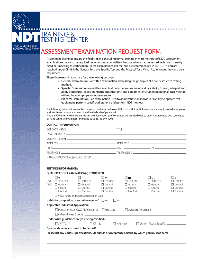 Fillable Online ndt-training RFP for Onsite Training Formai Fax Email ...