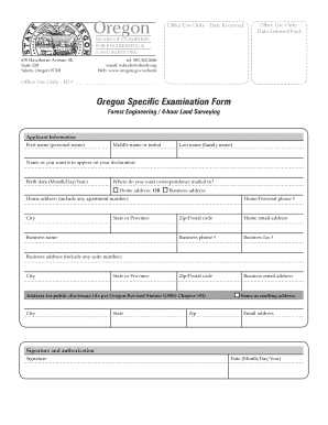 Fillable Online oregon Oregon Specific Examination Form Fax Email Print ...
