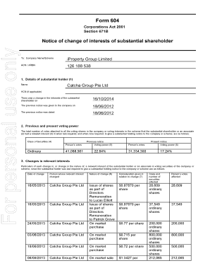 Fillable Online asx com Form 604 Corporations Act 2001 Section 671B For ...