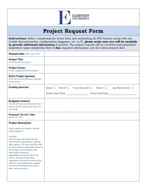 Fillable Online ecsu Project Request Form Instructions: Before ...