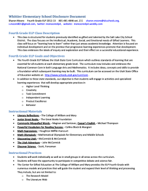 Fillable Online Whittier Elementary School Disclosure Document Fax ...