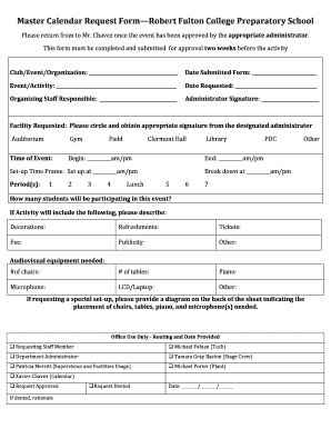 Fillable Online 2014-2015 Master Calendar Request Form Fax Email Print ...
