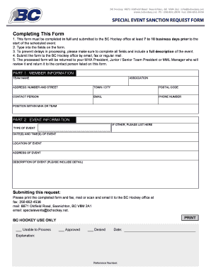 Fillable Online SPECIAL EVENT SANCTION REQUEST FORM Fax Email Print - pdfFiller