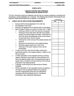 Fillable Online CITY OF MAUSTON CHAPTER 22 ZONING ORDINANCE Check List ...