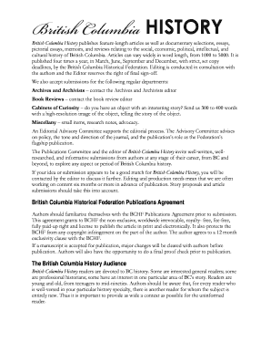 Fillable Online bchistory BRITISH COLUMBIA HISTORY SUBMISSION ...