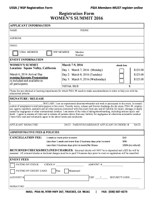 Fillable Online USSA NSP Registration Form PSIA Members MUST register ...