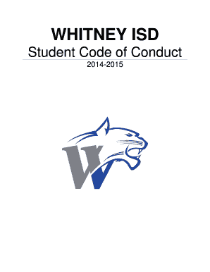 Fillable Online WHITNEY ISD Student Code of Conduct 20142015 ...