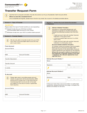 Fillable Online Australia Square NSW 1214 Transfer Request Form Fax ...
