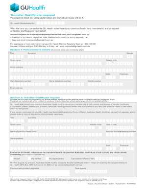 Fillable Online gu transfer certificate form Fax Email Print - pdfFiller