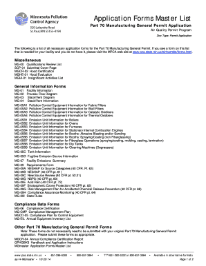Fillable Online pca state mn Application Forms Master List Part 70 ...