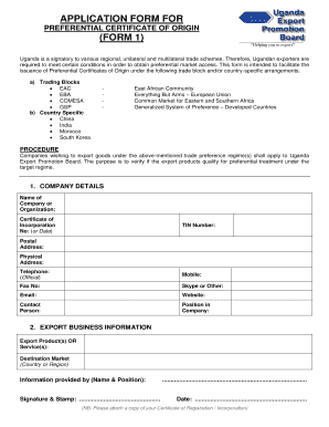 Fillable Online PREFERENTIAL CERTIFICATE OF ORIGIN FORM 1 Fax Email ...