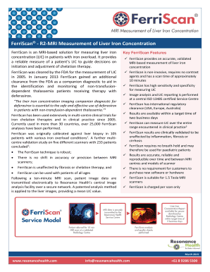 Fillable Online FerriScan - R2-MRI Measurement of Liver Iron ...