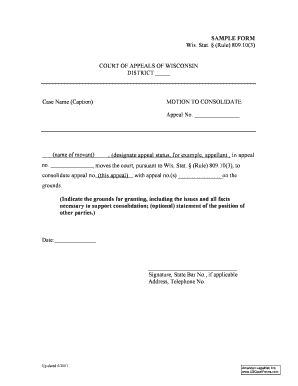 Fillable Online SAMPLE FORM Wis Stat Rule 809103 COURT OF Fax Email ...