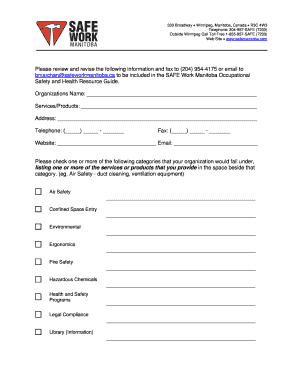 Fillable Online Please review and revise the following information and ...