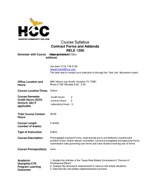 Fillable Online Course Syllabus Contract Forms and Addenda RELE Fax ...
