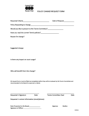 Fillable Online POLICY CHANGE REQUEST FORM - Cyber Golf Fax Email Print ...