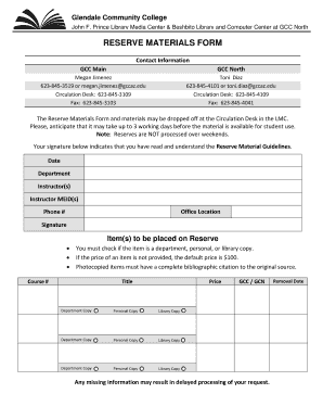 Fillable Online lib gccaz GCC Reserve Material Guidelines Fax Email ...