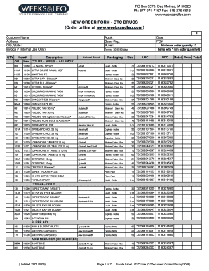 Fillable Online NEW ORDER FORM - OTC DRUGS Order online at www Fax ...