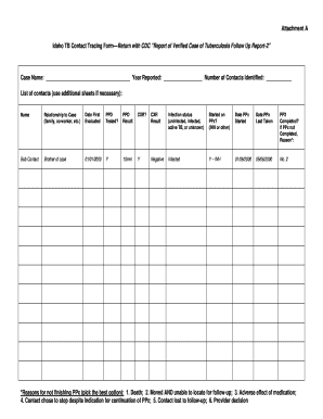 Fillable Online healthandwelfare idaho Attachment A Idaho TB Contact ...